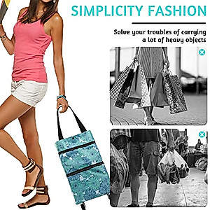 Foldable Shopping Bag with Wheels, Collapsible Portable Trolley Bags, Tote Grocery Bags Shopping Cart