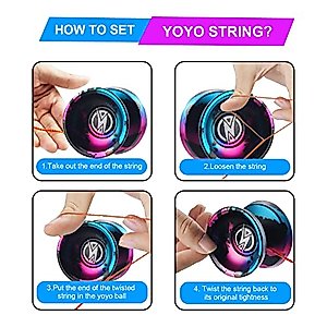 Responsive Yoyos Beginners Auto Return Yo Yo, Professional Alloy Aluminum Yoyo Ball Unresponsive Bearing for Beginner and Intermediate Yoyo Players for String Tricks, Glove and 5 Strings，SR-Y10