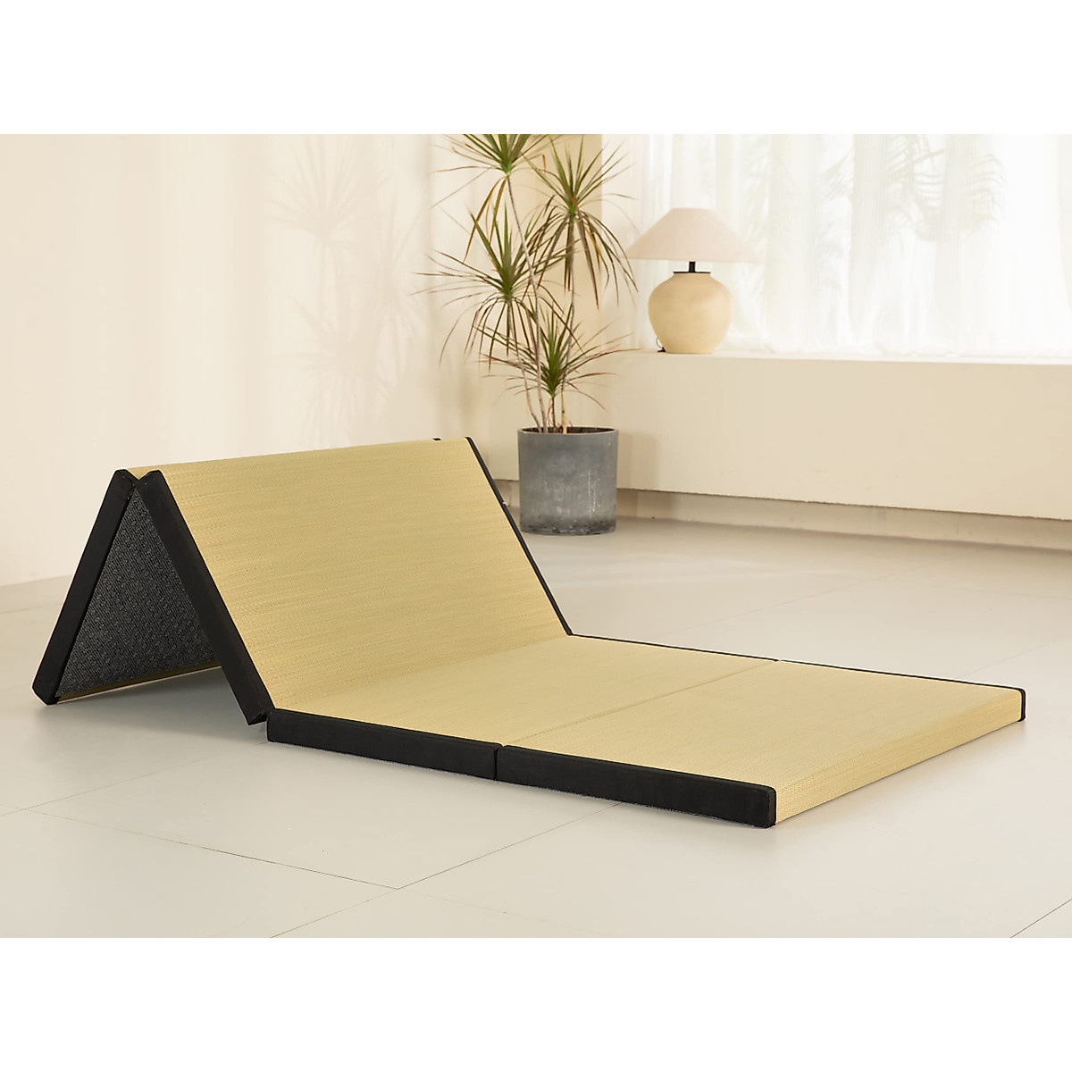 MustMat Thick Tatami Mat Twin XL Floor Mattress Japanese Tatami Bed with Storage Bag 39 x 80 x 2 in (Black)