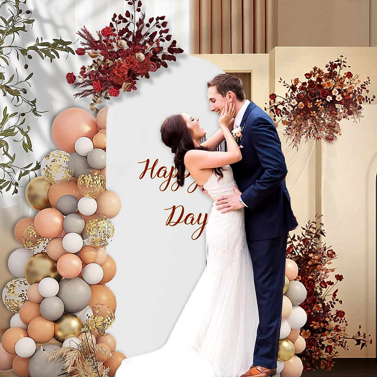 6FT 5FT 4FT Wedding Spandex Arch Backdrop Cover: Round Top Fitted Chiara Arch Stretchy Backdrop Stand Covers for Wedding Party Birthday Shower Reception Bridal Shower Decoration