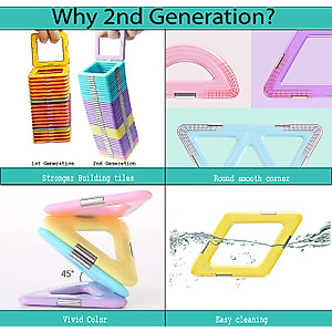 dreambuilderToy Magnetic Tiles Building Blocks Game Set Toys,Magnet Stacking Blocks, Magnetic Tiles for Girls and Boys Birthday Gift (40 PC Set) (Pastel Colo)…