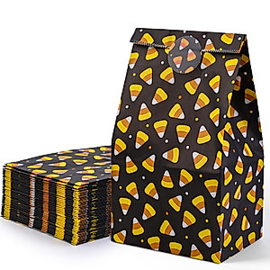 Shindel 54PCS Halloween Goodie Bag, Halloween Bags with Stickers Candy Corn Goodie Bags Candy Treat Bags for Kids Parties Gifts