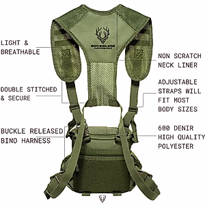 Binocular Harness Chest Pack for Men and Women - Our Bino Harness and case is Great for Hunting, Hiking, and Shooting - Bino Straps Secure Your Binoculars - Holds rangefinders, Phones, Bullets, ect