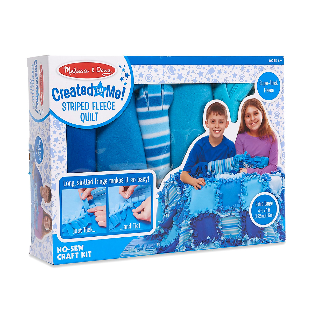 Melissa & Doug Created by Me! Striped Fleece Quilt No-Sew Craft Kit (48 Squares, 4 feet x 5 feet)