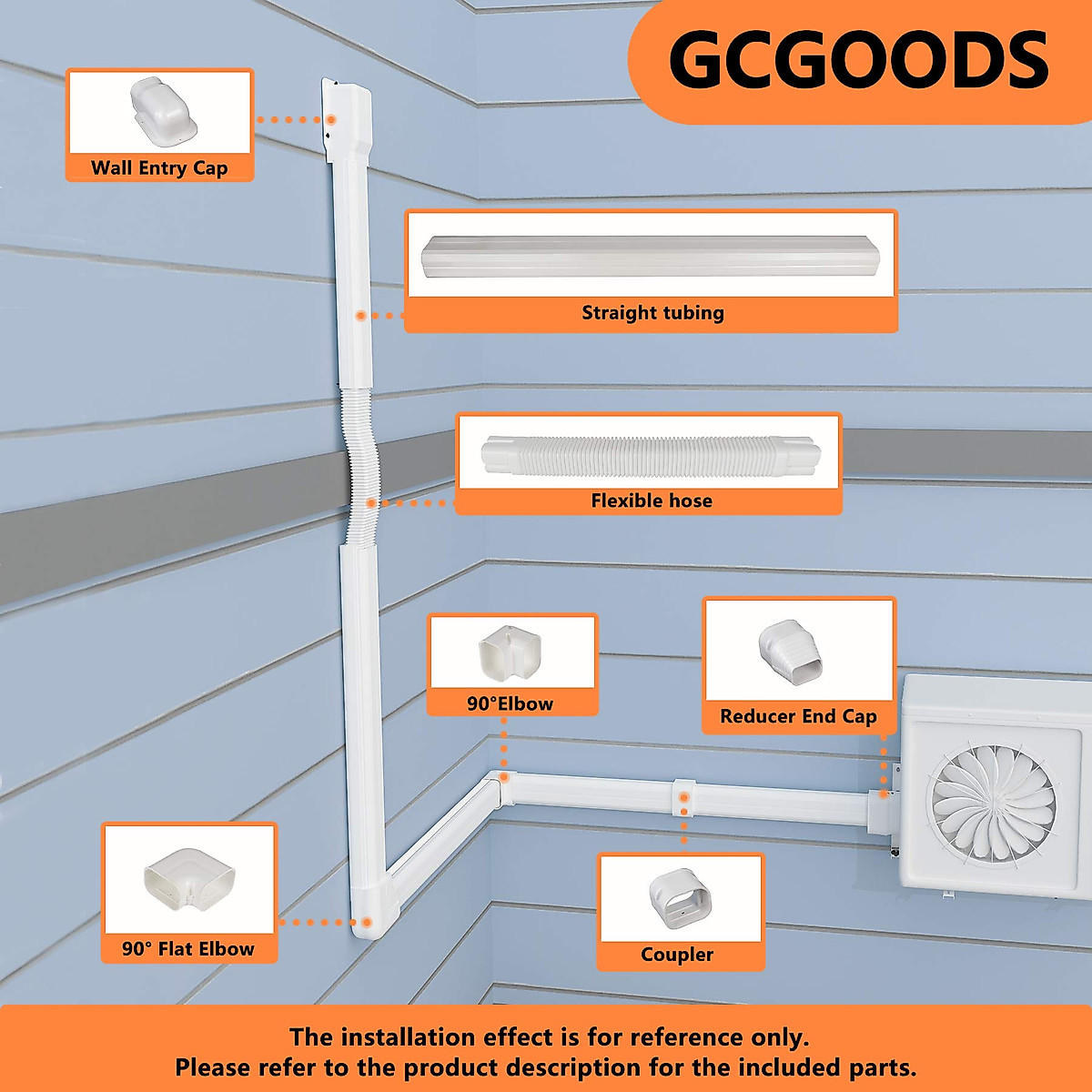 GCGOODS 3in 9ft Decorative PVC Lineset Cover Kit for Ductless Mini Split Air Conditioners, Central AC and Heat Pumps