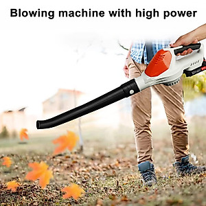 24V Cordless Leaf Blower with 2 X 1.5 Ah Battery & Charger, 150MPH Electric Handheld Leaf Blower for Lawn Care, Leaves & Snow Blowing (Orange)