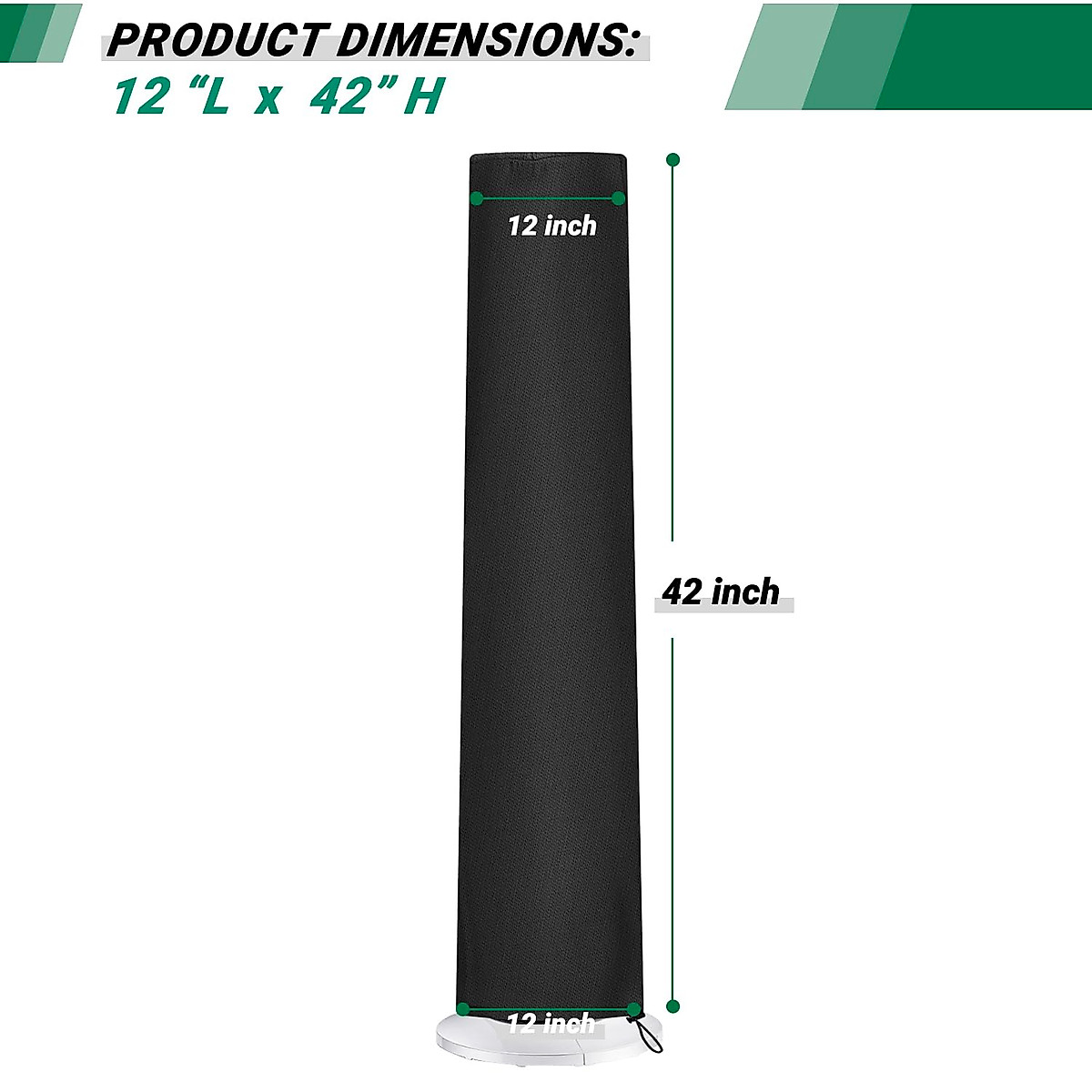 Tower Fan Cover, 420D Oxford Standing Fan Covers Outdoor Indoor Waterproof Protective Floor Fan Dust Cover for Office,Bedroom,Home 13 x 42 Inch(Only Cover)