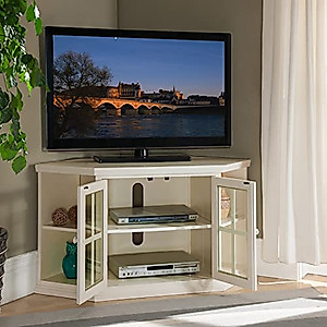 Leick Furniture 85287 Corner Storage Stand with Bookcases, 50-inch TV, White