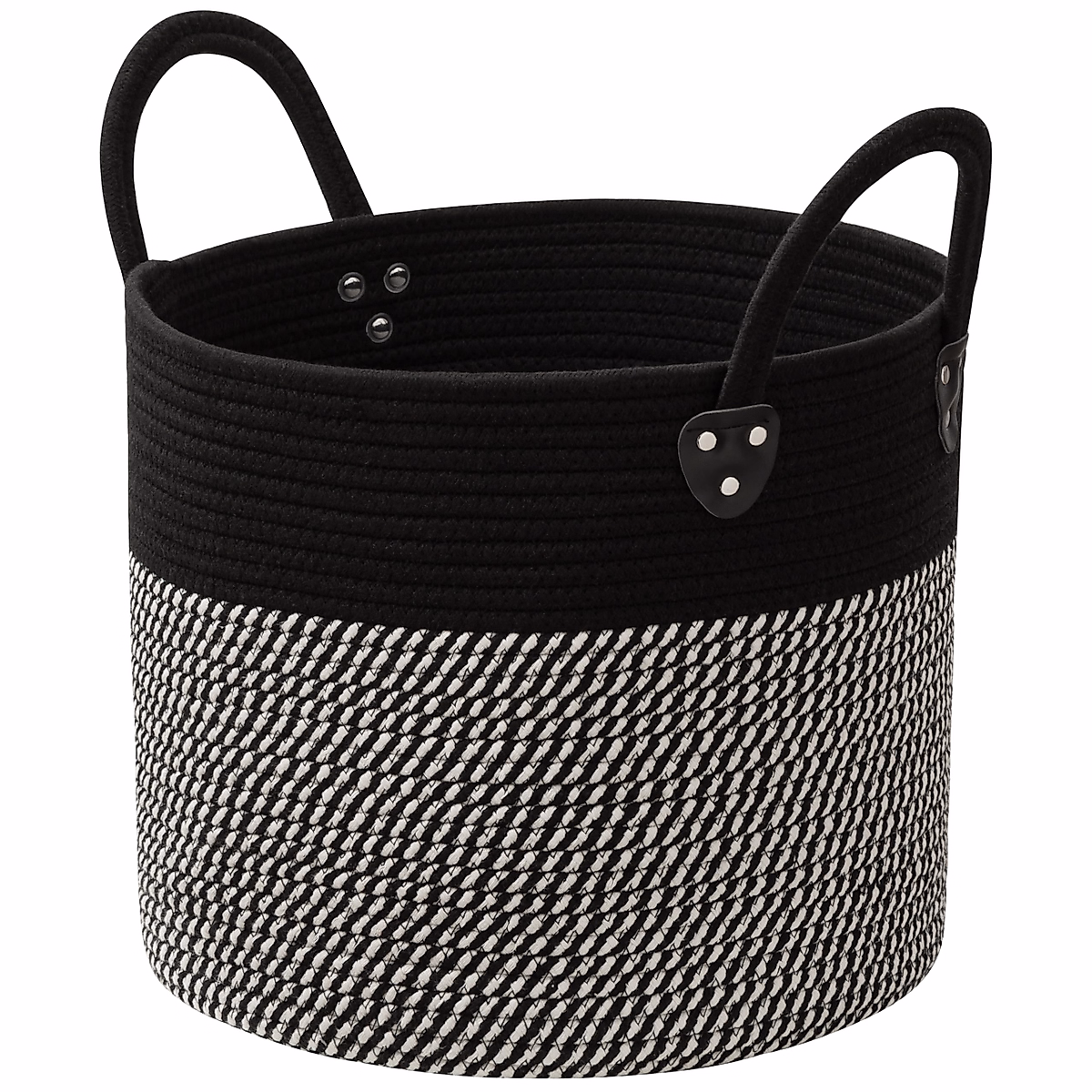 joybest Cotton Rope Storage Basket, Blanket Basket for Organizing, Small Laundry Basket with Handle, 28L Baby Nursery Hamper for Toys Shoes Clothes Towels 14x12 Inches