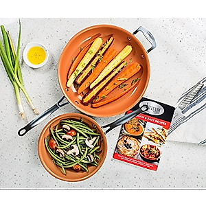 Gotham Steel Ultimate Piece All in One Chef’s Kitchen Copper Coating – Includes Skillets, Stock Pots, Deep Square Pan with Fry Basket, 15 Pc Set