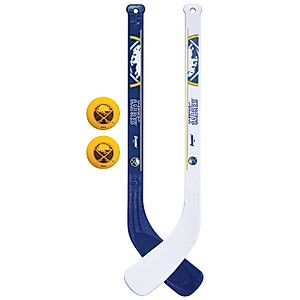 Franklin Sports Buffalo Sabres NHL Mini Hockey Stick Set - NHL Team Knee Hockey Stick and Ball Set - Two Players - Great Toy for Kids
