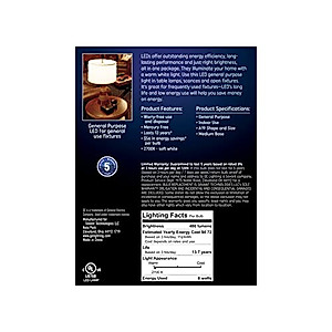 GE LED Light Bulbs, 40 Watt Eqv, Soft White, A19 Standard Bulbs (4 Pack)