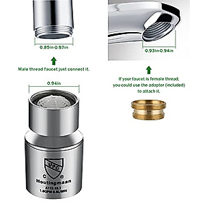 Swivel Faucet Aerator, Faucet Nozzle with 2 Spray Modes,360° NSF Rotate Kitchen Sink Faucet Attachment,Faucet Extender for Kitchen 55/64 inch Female Thread,Kitchen Sink Aerator Chrome