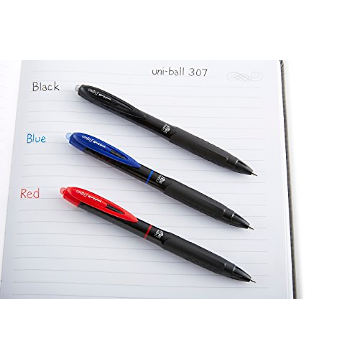 uni-ball 307 Retractable Gel Pens, Medium Point (0.7mm), Assorted Colors, 3 Count