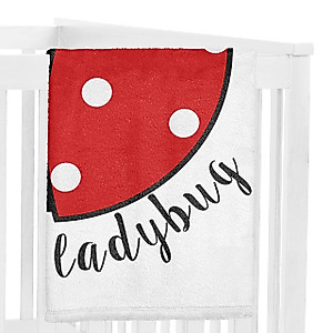 Sweet Jojo Designs Little Ladybug Girl Milestone Blanket Monthly Newborn First Year Growth Mat Baby Shower Memory Keepsake Gift Picture - Red Black and White Polka Dot