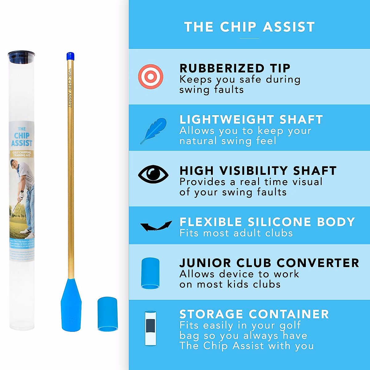 ForeNoMore Lag Shot Golf Training Aid | Lag Stick Golf Swing Trainer Provides Instant Feedback On Chip Shot Faults | Rotation and Golf Wrist Hinge Trainer Fits Mens, Womens, Kids/Junior Clubs