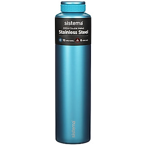 Sistema Hydrate Stainless Steel Water Bottle | 600 ml | BPA-Free | Double Wall Vacuum Insulated Metal Water Bottle | Keeps Liquid Hot & Cool | Assorted Colours