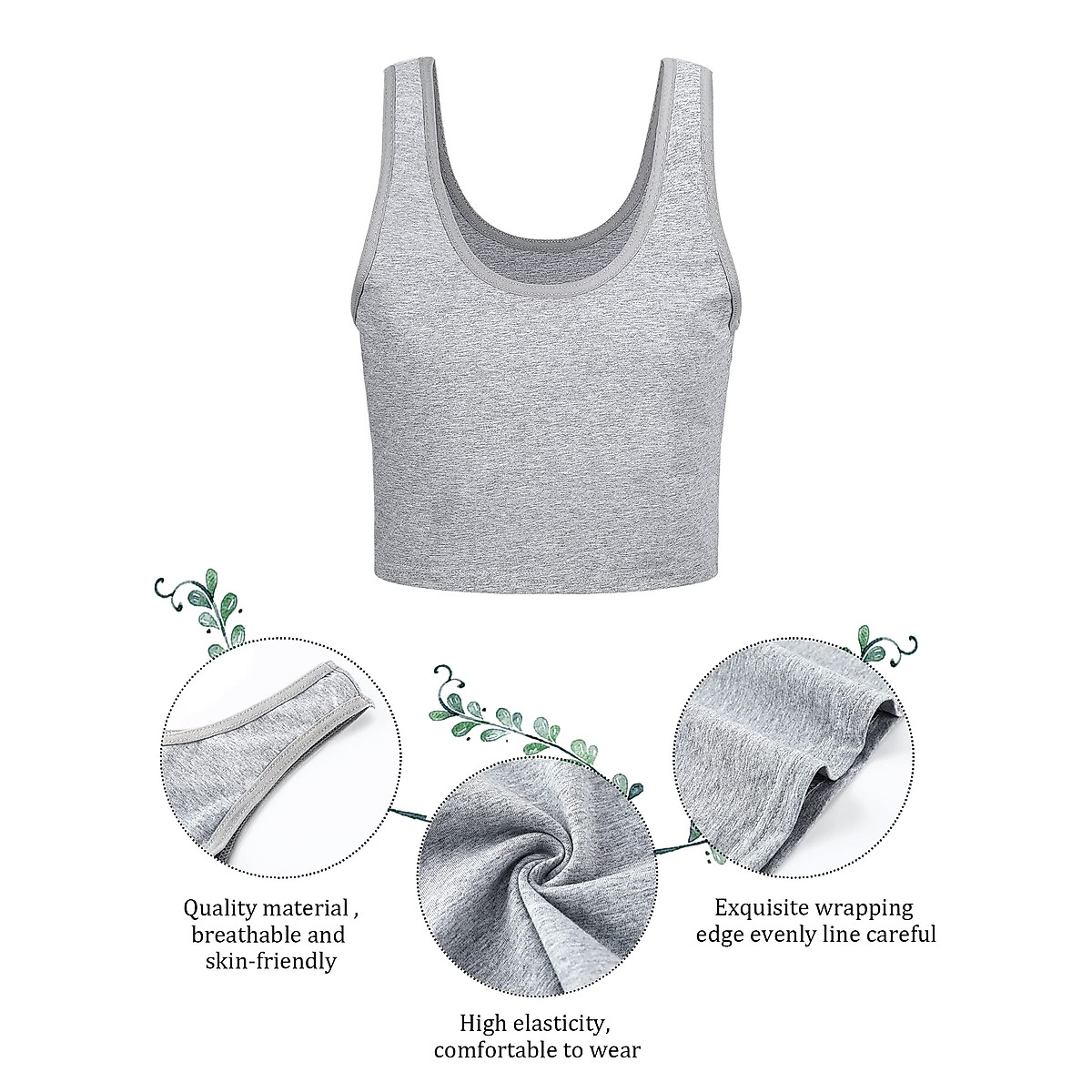 6 Pieces Girls Dance Tank Tops Racerback Crop Tank Tops Sleeveless Dance Top for Ballet Teens Gymnastics Dancewear (White, Gray, Navy, Green, Black, 9-10 Years)