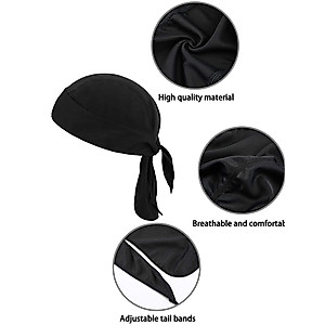 6 Pieces Sweat Wicking Beanie Cap Helmet Liner Skull Cap Breathable Cycling Head Wrap for Women Men Outdoor Activities (Black)