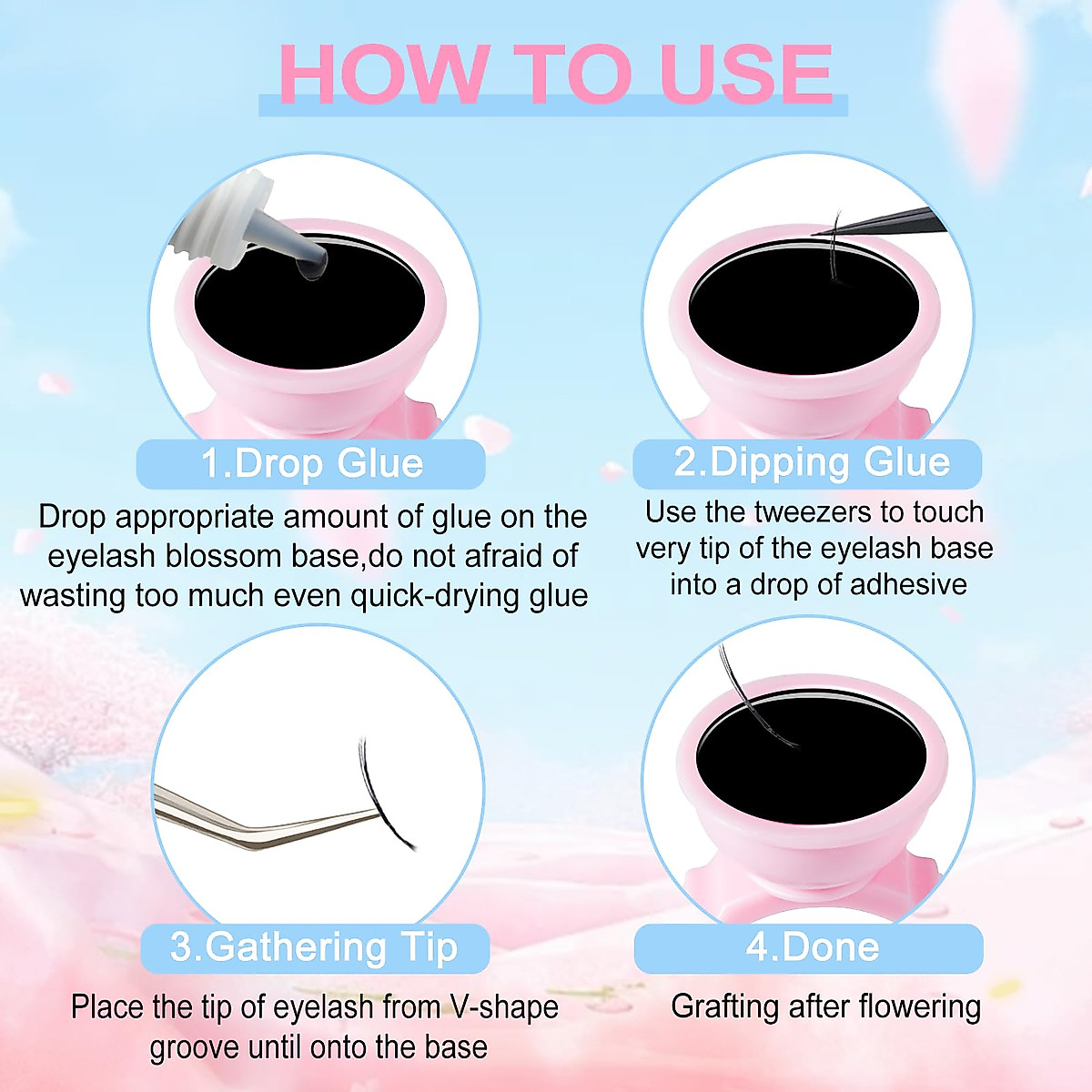 NXJ INFILILA Glue Rings, 300PCS Glue Rings for Eyelash Extensions, Disposable Lash Glue Rings Cup for Eyelash Extension Supplies, Lash Glue Holder Pigment Rings for Lash Supplies