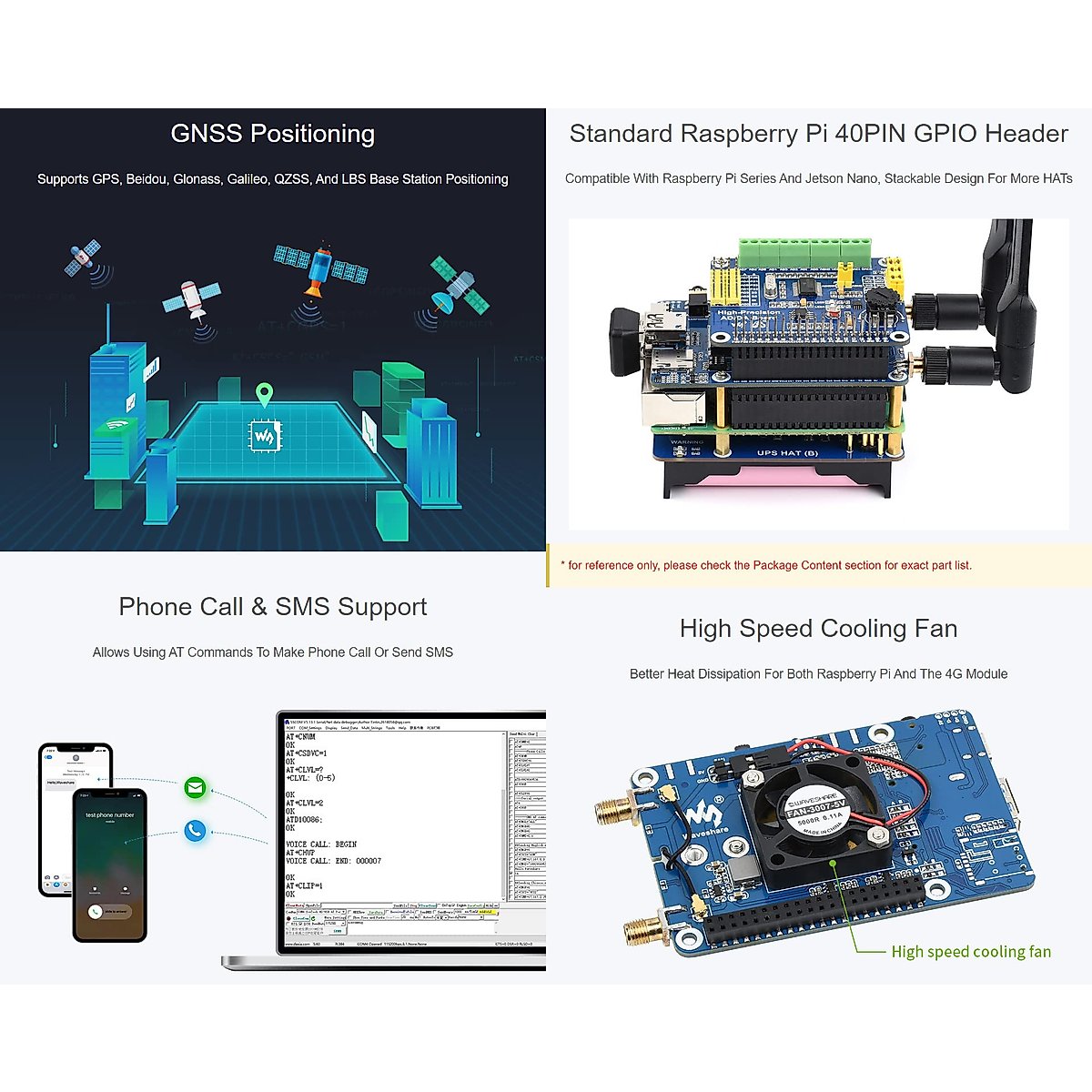 Waveshare SIM7600G-H M.2 4G HAT, Compatible with Raspberry Pi 5/4B/3B/Zero/Zero W/Zero 2W/Pico/Pico W/Pico WH, LTE CAT4 High Speed Global Coverage Multi Band 4G/3G/2G, GNSS