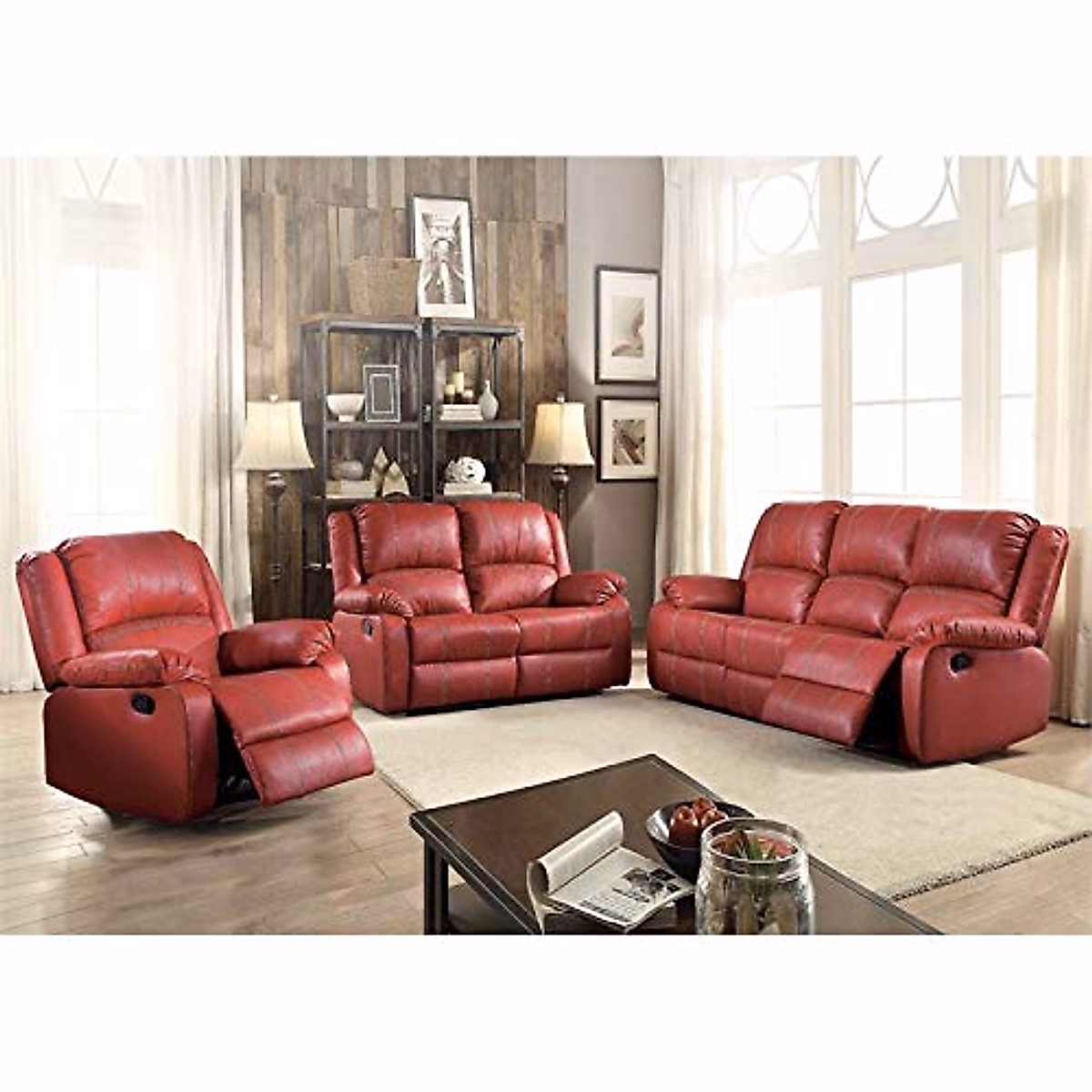 Acme Zuriel Rocker Recliner in Red PU