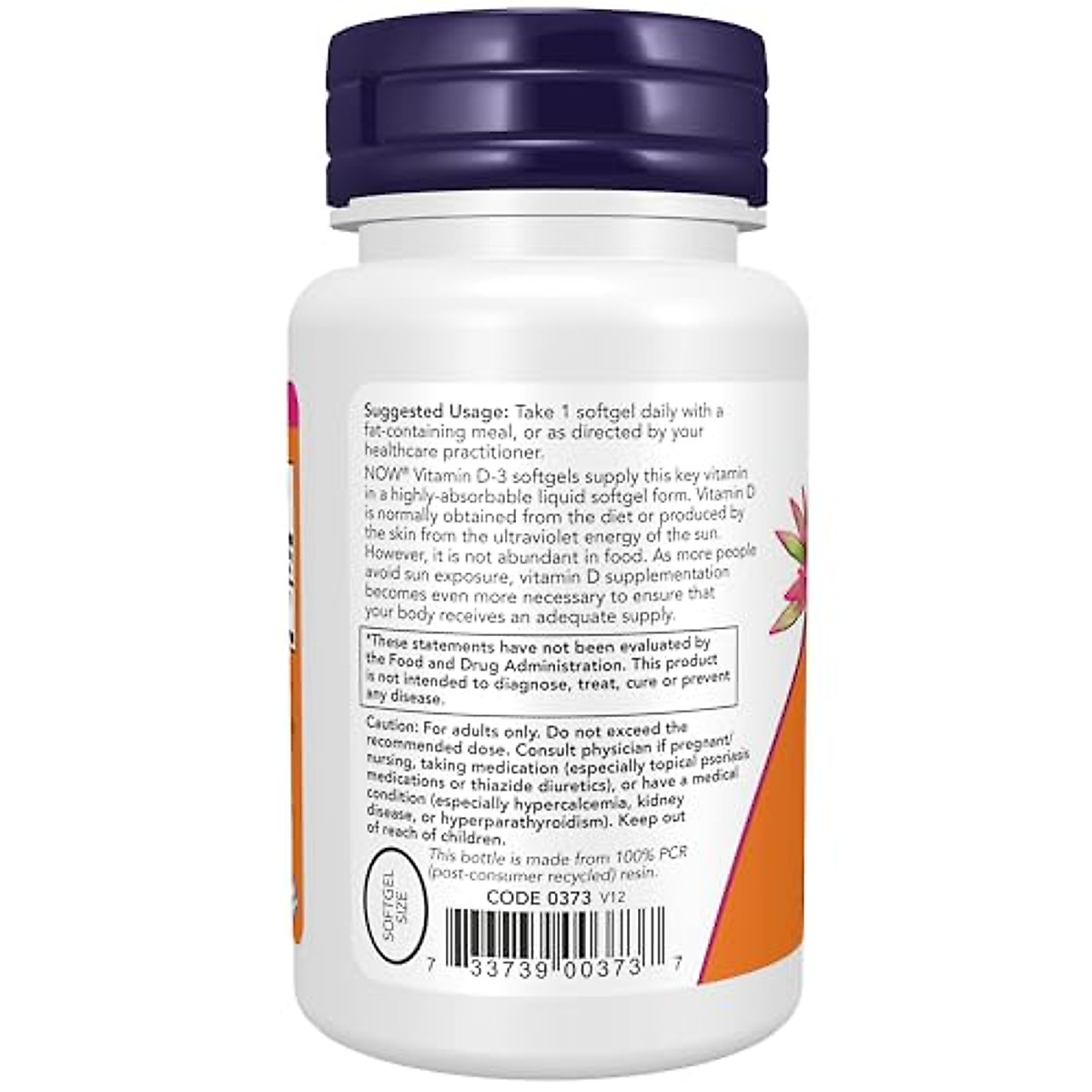 NOW Supplements, Vitamin D-3 5,000 IU,High potency, Structural Support*, 240 Softgels