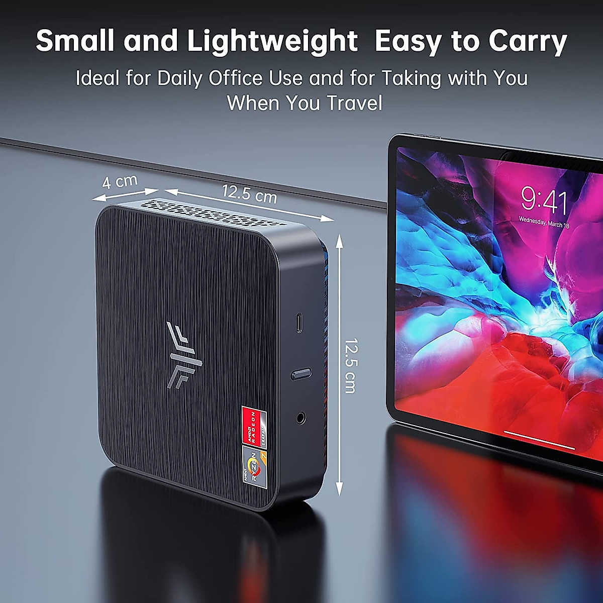 KAMRUI Thin Client Mini PC AMD 4-Core Ryzen 7 3750H Radeon RX Vega 10 Graphics 16GB DDR4 RAM 1TB NVMe SSD WiFi AC BT 4K HDMI DisplayPort USB-C RJ-45 Windows 11 Pro