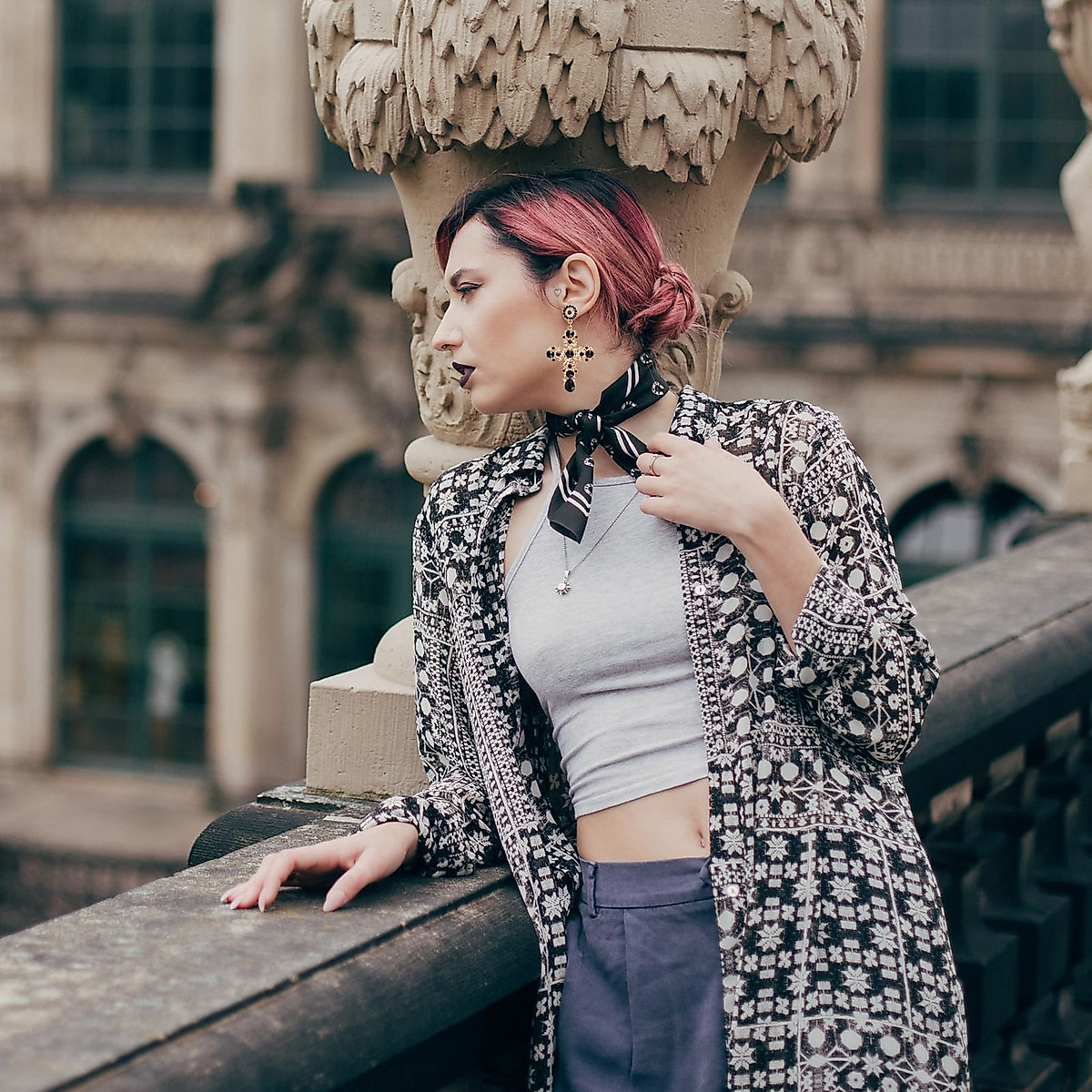 Big Black Cross Earrings for Women Black Cross Dangle Earrings First Communion Gifts Baptism Confirmation Catholic Christian Gifts