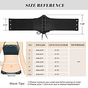 JASGOOD Women’s Elastic Costume Waist Belt Lace-up Tied Waspie Corset Belts for Women, Black,Fits Waist 27-30 Inches