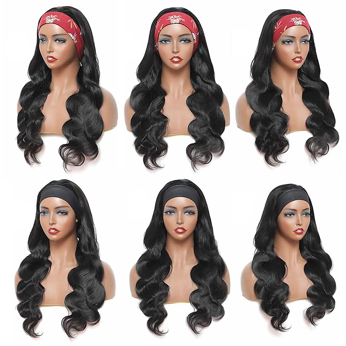 Headband Wigs for Black Women Human Hair Glueless Body Wave Headband Wig Human Hair 100% Brazilian Virgin Hair Machine Made Head band Wig 150% Density