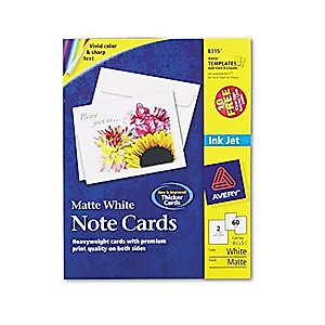 Avery 8315 Inkjet Cards W/Envelopes, 4-1/4-Inch X5-1/2-Inch, 60/Bx, Matte We