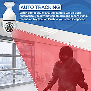 Light Bulb Camera, 2 Pack Light Bulb Security Camera, Light Socket Security Camera with Night Vision, Motion Detection and Phone APP, Wireless Surveillance Camera for Home Office