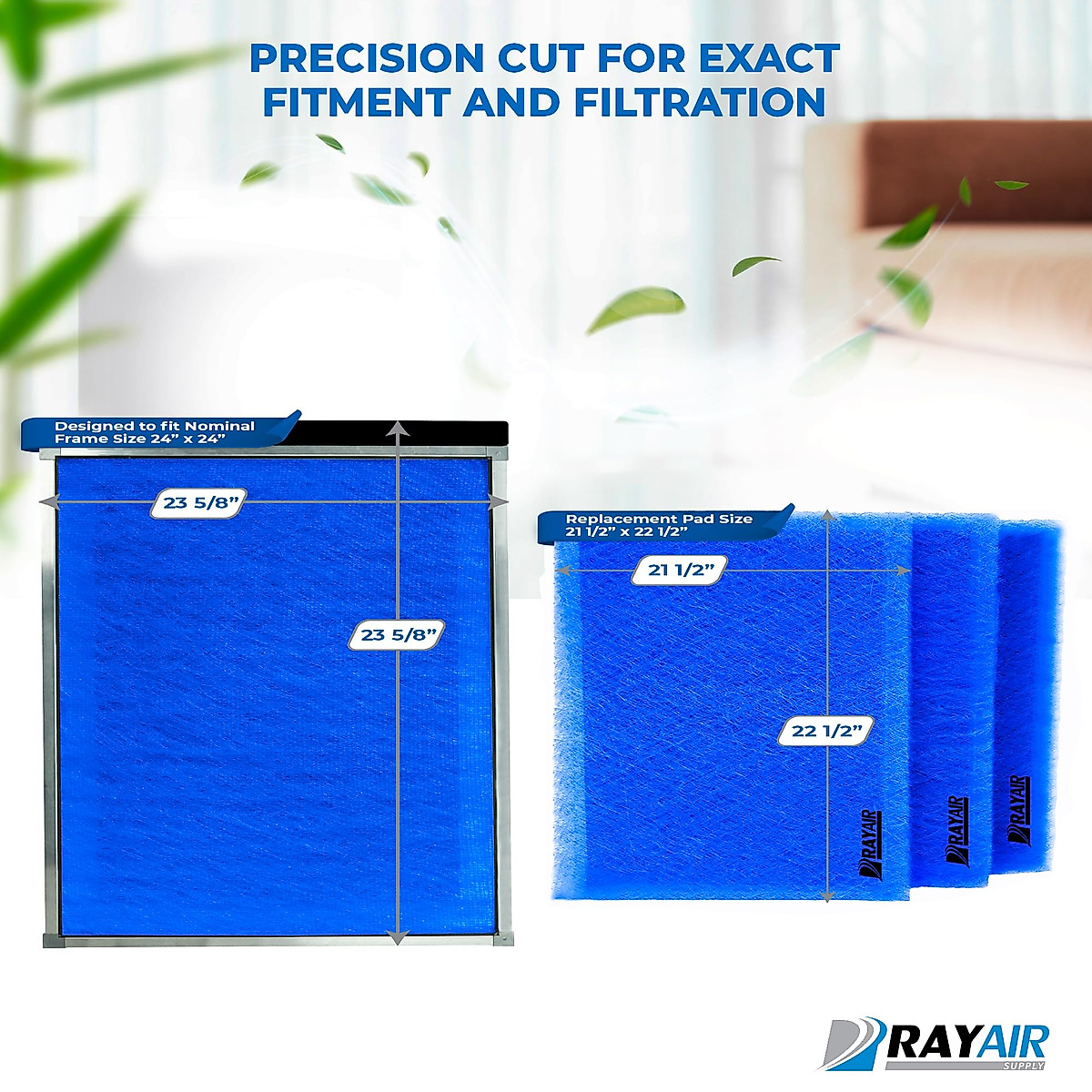RAYAIR SUPPLY 24x24 Replacement Filter Pads Compatible with Pristine Air Cleaner 24X24 Refills (3 Pack)