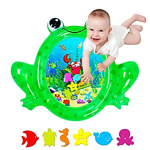 SUNSHINE-MALL Frog Baby Water mat, Tummy Baby Toys, Inflatable Play Mat Water Cushion Baby Toys, Fun Early Development Activity Play Center for Newborn (93 x 77 cm)