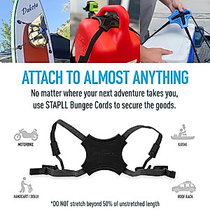 STAPLL Tack Strap – 4-Way Flat Bungee Cord with Rubber Pad Grip, Non-Slip Tie Down Straps for Motorcycle, ATV, Kayak, Cycling, Camping, Truck Storage, Adjustable Bungee Cords - 2 Pack (Orange)