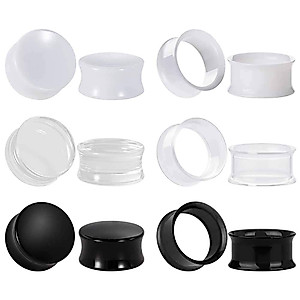 TBOSEN 6 Pairs Acrylic Ear Gauges Corlorful Ear Plugs Stretching Kit Double Flared Tunnels Sanddle Expander Set 2g - 1 inch
