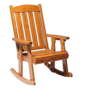 VINGLI Outdoor Rocking Chair, Heavy Duty 600 LBS Wooden Rocking Chair with Comfortable Backrest, Weatherproof Patio Rocker with Ergonomic Design, Solid Fir Wood Rocking Chair for Patio, Garden, Yard