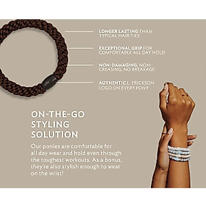 L. Erickson Grab & Go Ponytail Holders, Black, Set of Eight - Exceptionally Secure with Gentle Hold