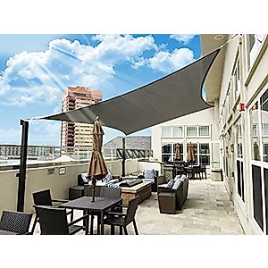 Patio Sun Shade Sail Canopy, 12' x 20' Rectangle Shade Cloth Block Sunshade Fabric - Outdoor Cover Awning Shelter for Pergola Backyard Garden Yard (Grey Color)