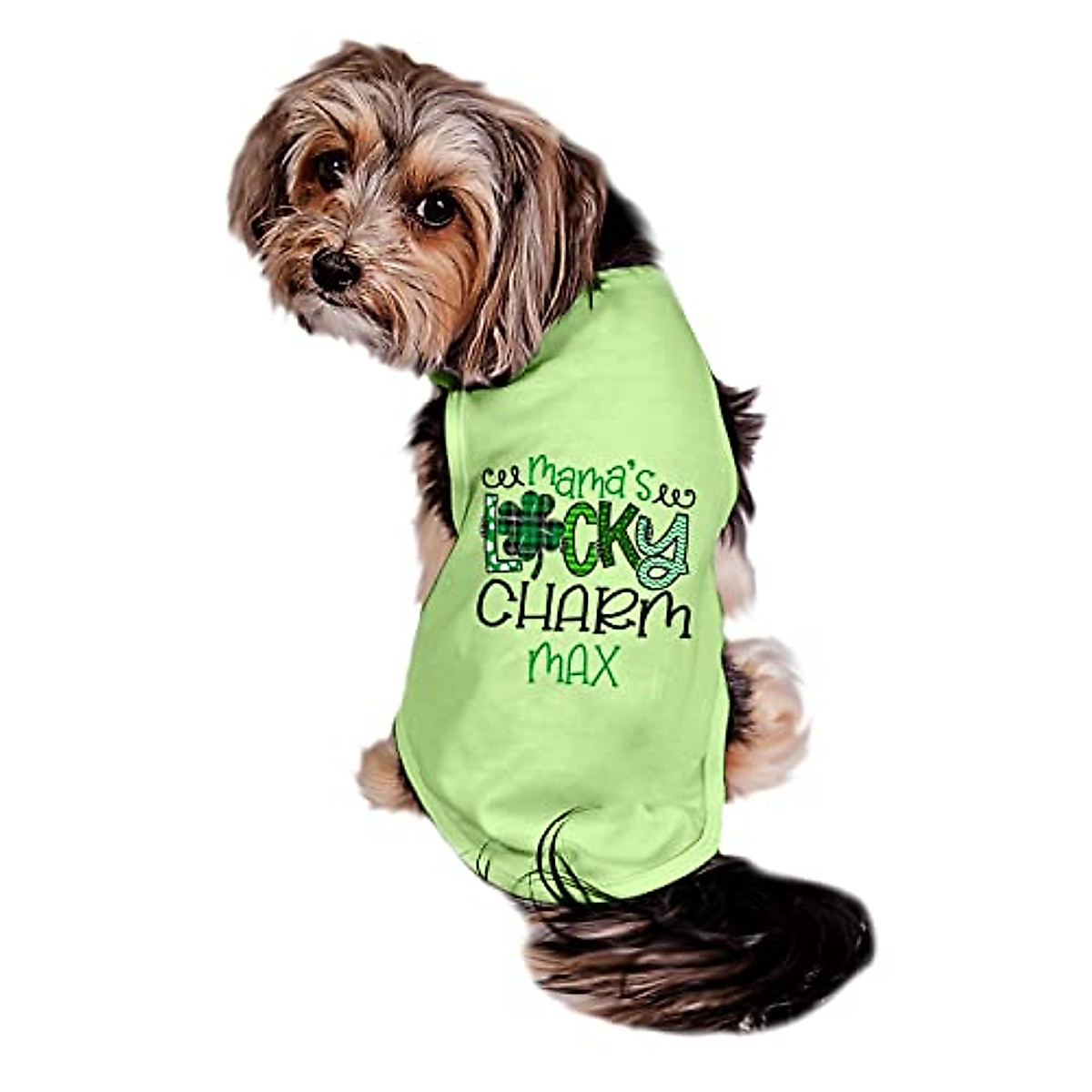 Mama's Lucky Charm Dog Shirt, Cute St. Patrick's Day Dog Shirt, Lucky Charm Shirt for Dogs,St. Patrick's Shirt for Dogs, Clothes for Pets (XS 3-6 lbs, Green Shirt)