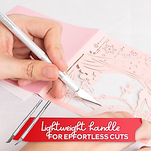 XFasten Exacto Knife Set of 2 Exacto Knives for Crafting with 60 Exacto Knife Blades | Precision Hobby Knife Set for Art Cutting Craft Knife Tool Model Knife Modeling Knife for Clay Mat Plastic, Paper