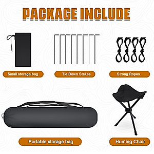 HUNT MONSTER Hunting Blind 1-3 Person with Tri-Leg Hunting Stool, 270 Degree See Through Pop up Ground Blinds for Deer Turkey Duck Hunting, Bow Hunting Adjust Windows with Silent Zipper(CAMO 2)