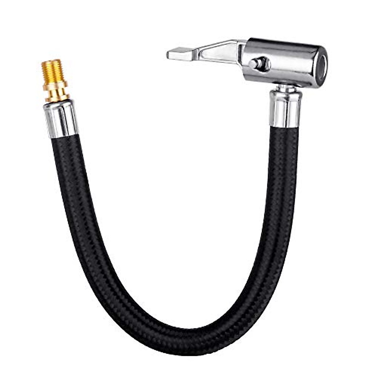LUMITECO Locking Tire Chuck with Rubber Hose and Standard Tire Valve Fine Thread, Tire Inflator Pump Hose Adapter for Twist On Convert to Lock On Connection