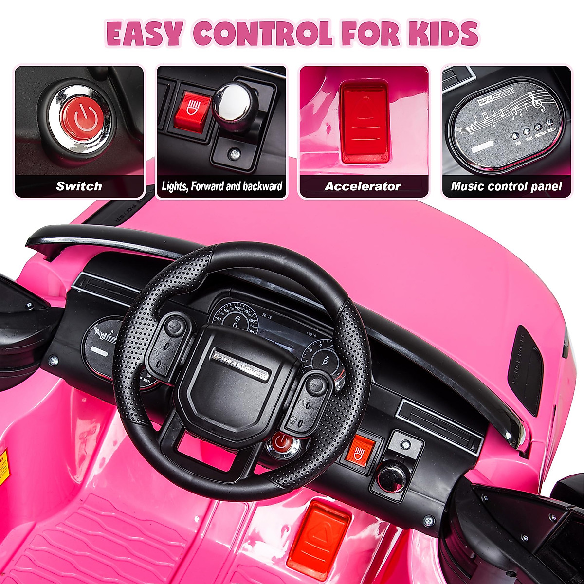 Licensed Land Rover VELAR Electric Car for Kids by TOBBI,12V 7AH Ride On Toy for Kids Ages 3-8,Kids Ride On Car w/Remote Control/Music/Safety Belt,Double Doors