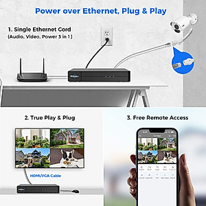 [4K HD+3TB HDD] Hiseeu 4K Security Camera System, PoE Security Camera System w/4pcs IP PoE Cameras, 121° Wide View, IP67 Waterproof, Free Remote Access, WDR, Human Detect, 7/24 Record