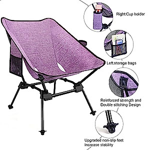 LLCJYYCY Camping Chairs 2023 Upgrade Portable Ultralight Outdoor Folding Chair Compact Backpack Chairs for Outside Beach Lawn Hiking Travel 400 lbs - 1pc Purple