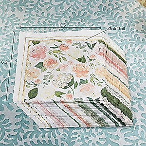Kate Aspen Brunch Floral Decorative Paper Cocktail Napkins (Set of 30) Luncheon Serveware, 2 ply, Perfect for Bridal Showers