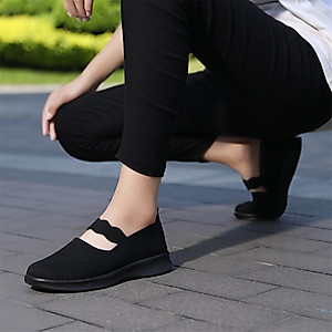 EnllerviiD Women Breathable Mary Jane Shoes Buckle Casual Walking Slip On Sneakers Blue 40