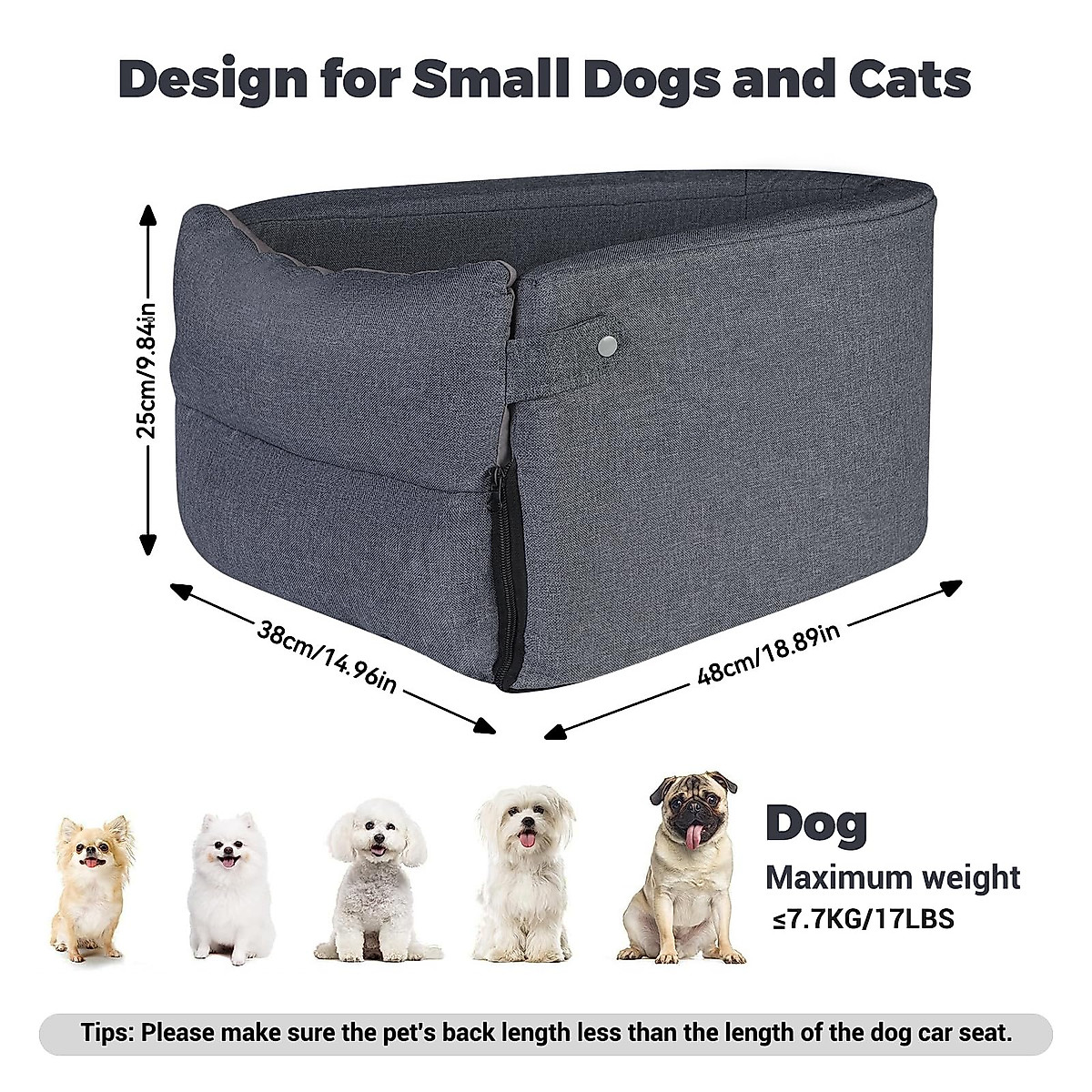 Cathpetic Large Console Dog Car Seat - Truck Dog Booster Seats for Big Console Vehicles Large Space for Dog UP to 18lbs, Pretty Sturdy Pet Car Seat Designed for Pickup and Trucks